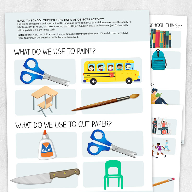 Back To School Themed Functions Of Objects Activity Printable 