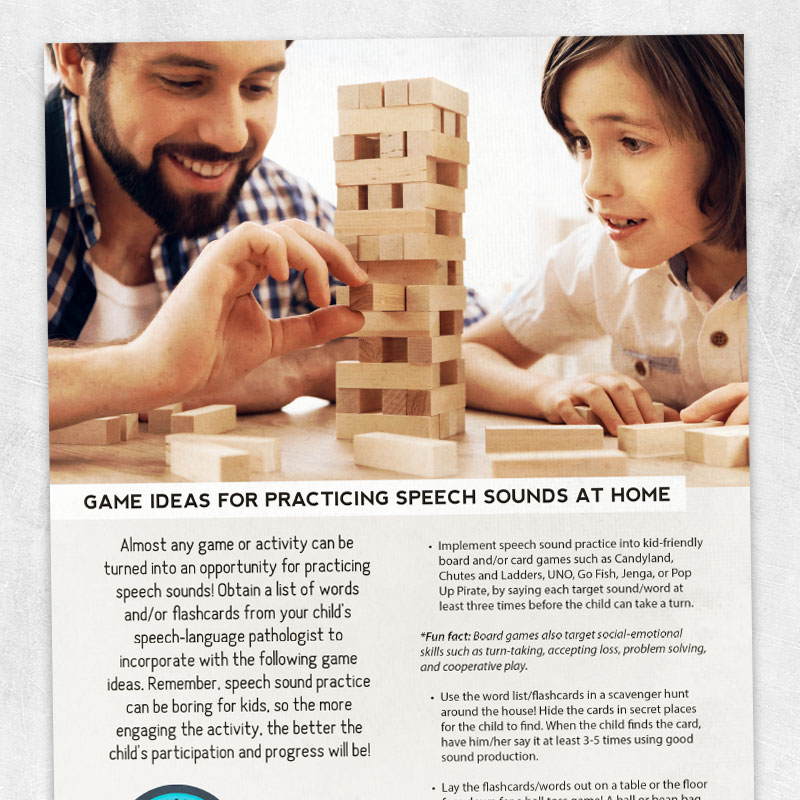 Game Ideas For Practicing Speech Sounds At Home Adult And Pediatric
