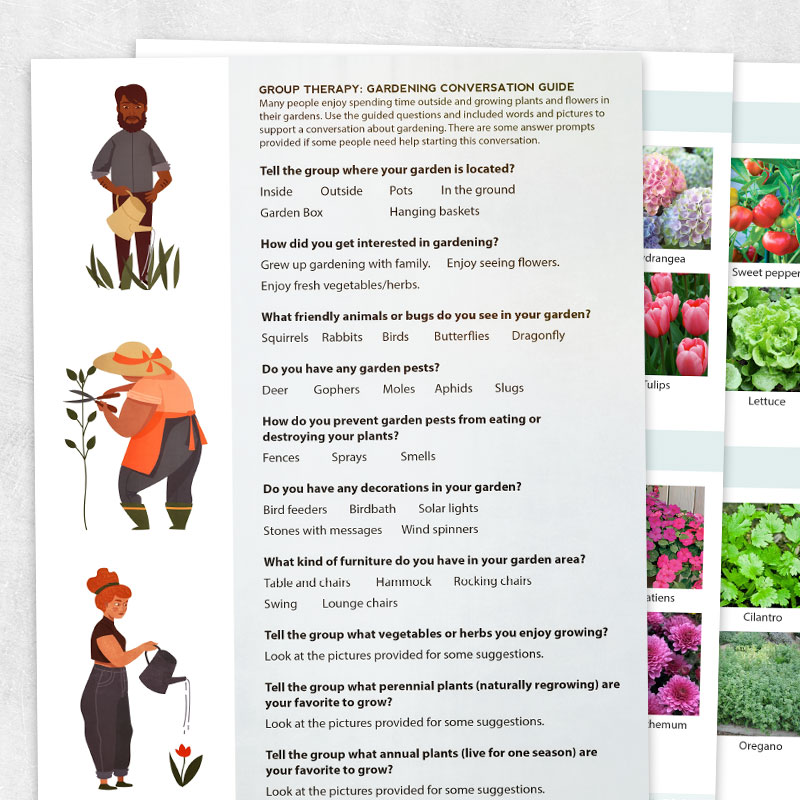 Group Aphasia Therapy Gardening Conversation Guide Printable Group Aphasia Therapy Gardening Conversation Guide Printable