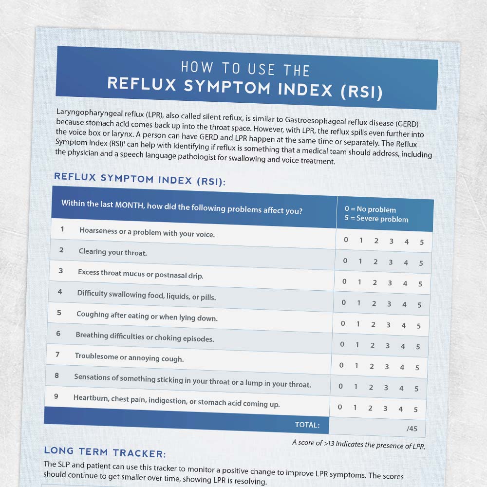 How To Use The Reflux Symptom Index RSI Adult And Pediatric How To Use The Reflux Symptom Index RSI Adult And Pediatric