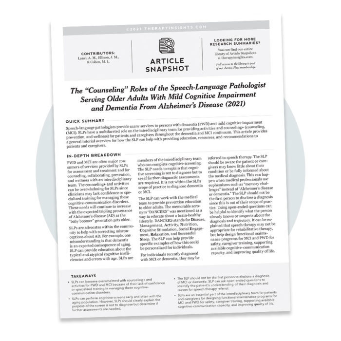 For Med SLPs – Therapy Insights