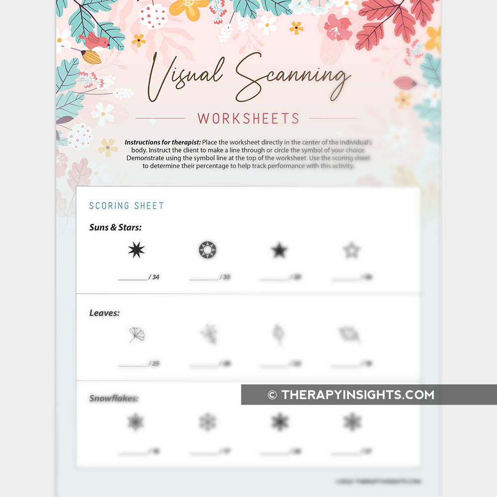 Visual Scanning Worksheets Printable Handouts For Speech 