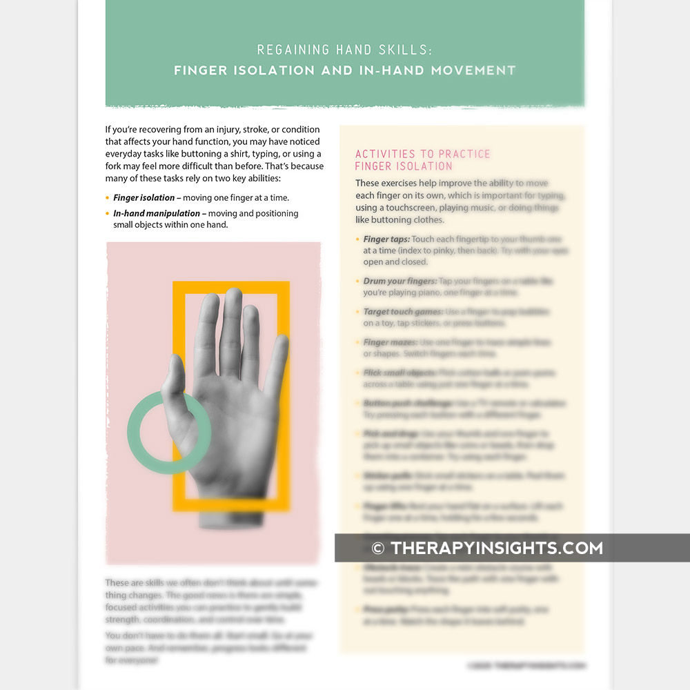 Regaining Hand Skills: Finger Isolation and In-Hand Movement – Adult ...